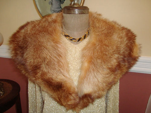 LUXURIOUS Natural Large Genuine VINTAGE RED FOX Fur Collar - EXCELLENT ...